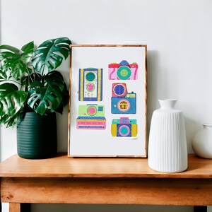 Colorful Vintage Cameras Collage - Art Print - Etsy