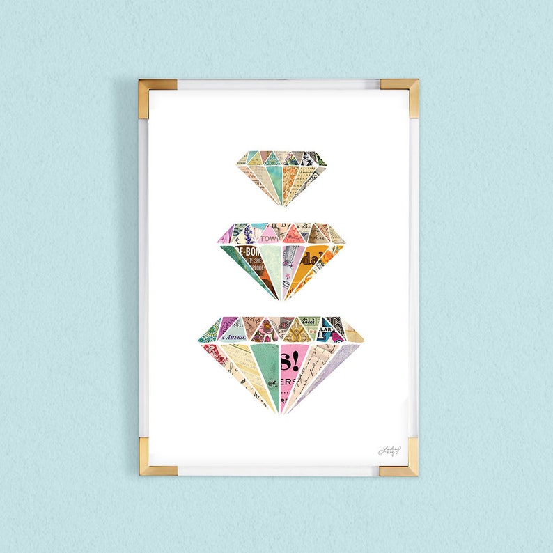 Colorful Diamonds Collage Art Print - Etsy