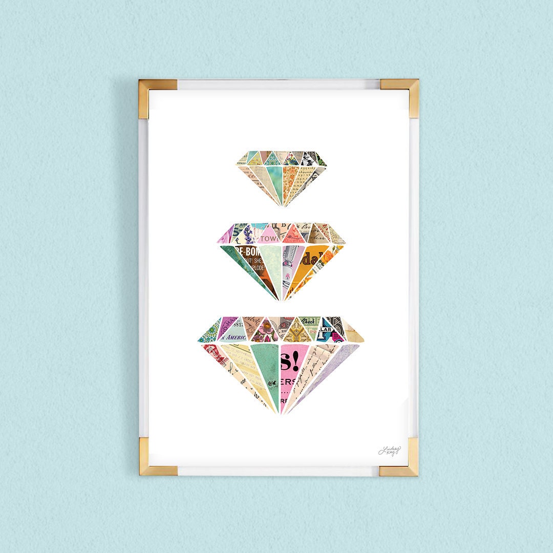Colorful Diamonds Collage Art Print - Etsy
