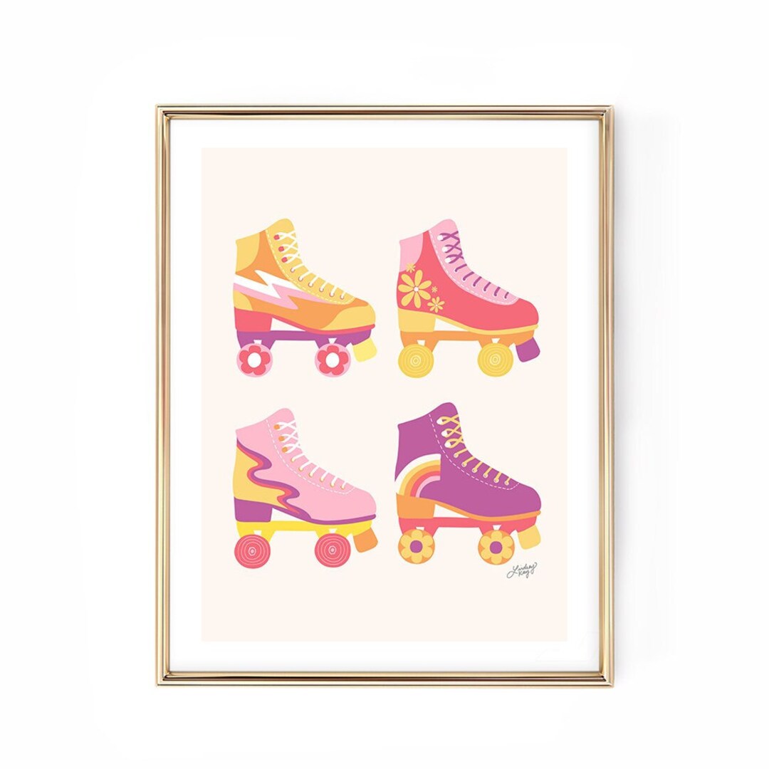 Retro Roller Skates Illustration - Art Print - Etsy