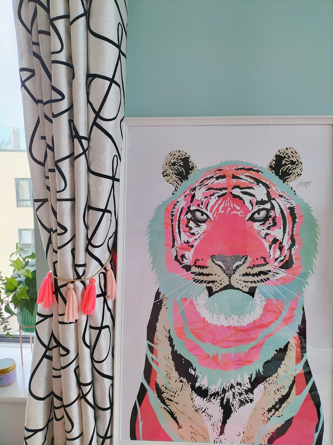 Pink Tiger Collage Art Print - Etsy