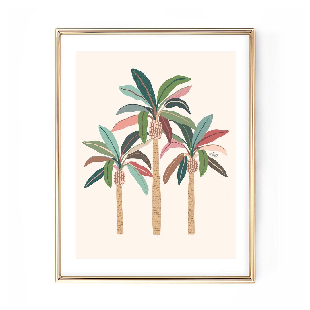 Palm Tree's Illustration neutral Palette Art Print - Etsy