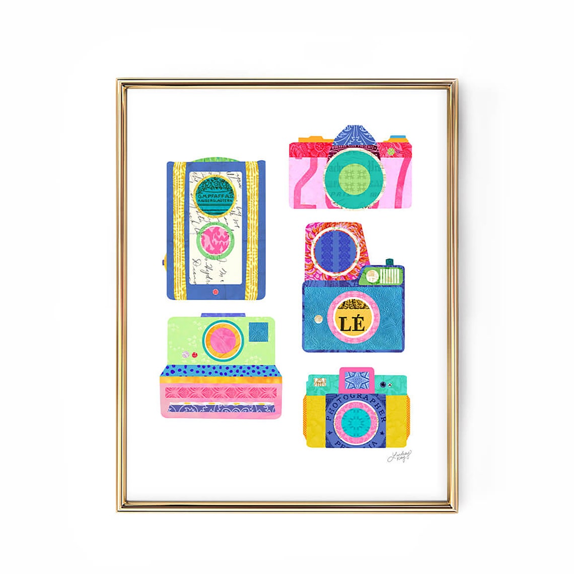 Colorful Vintage Cameras Collage Art Print - Etsy