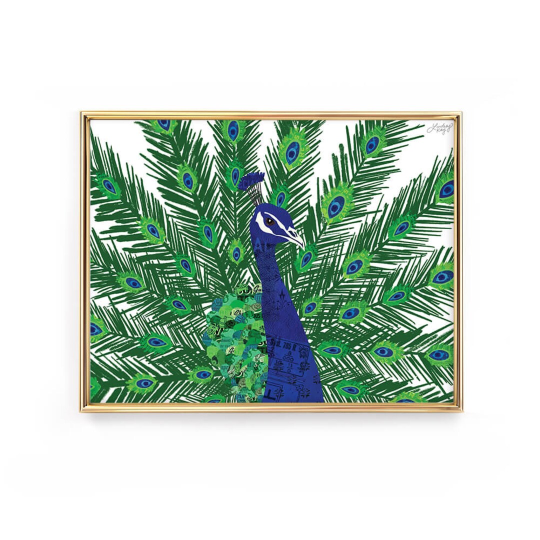 Peacock Collage - Art Print - Etsy