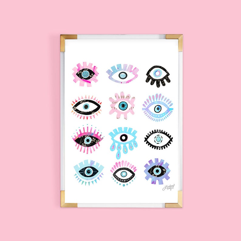 Colorful Evil Eyes Illustration Collage Art Print - Etsy