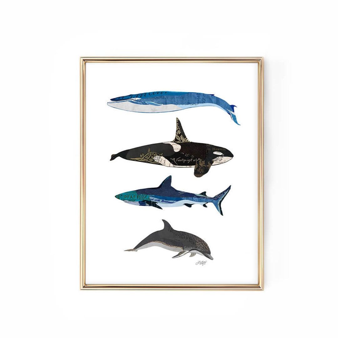 Marine Life Collage - Art Print - Etsy
