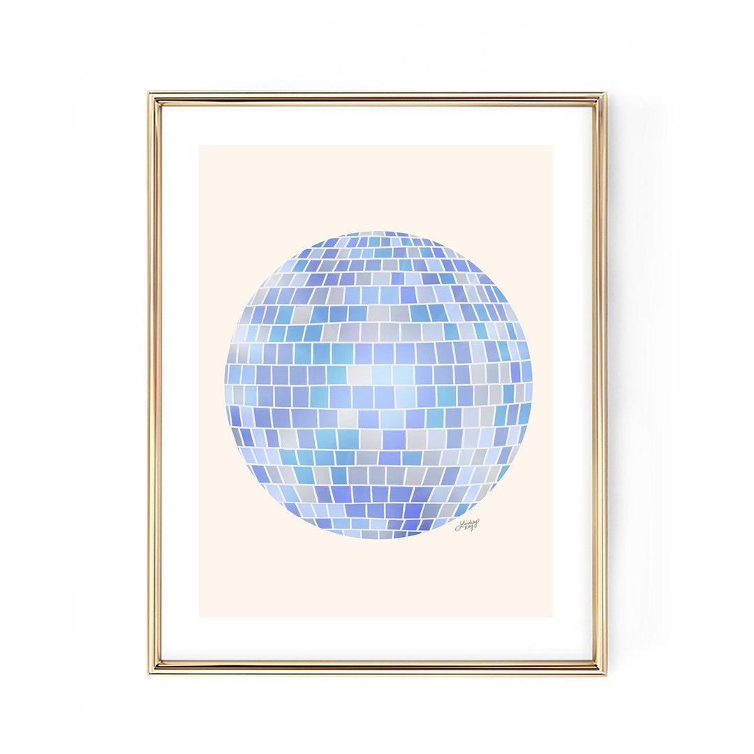 Disco Ball Illustration blue Palette Art Print - Etsy