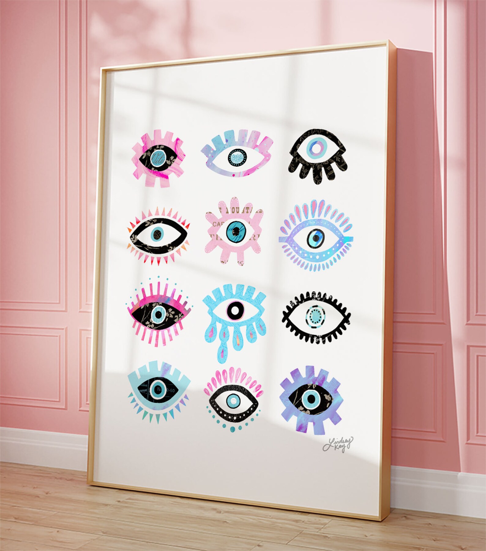 Colorful Evil Eyes Illustration Collage - Art Print, Traditional Evil ...