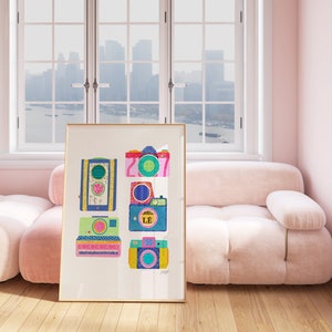 Colorful Vintage Cameras Collage - Art Print - Etsy