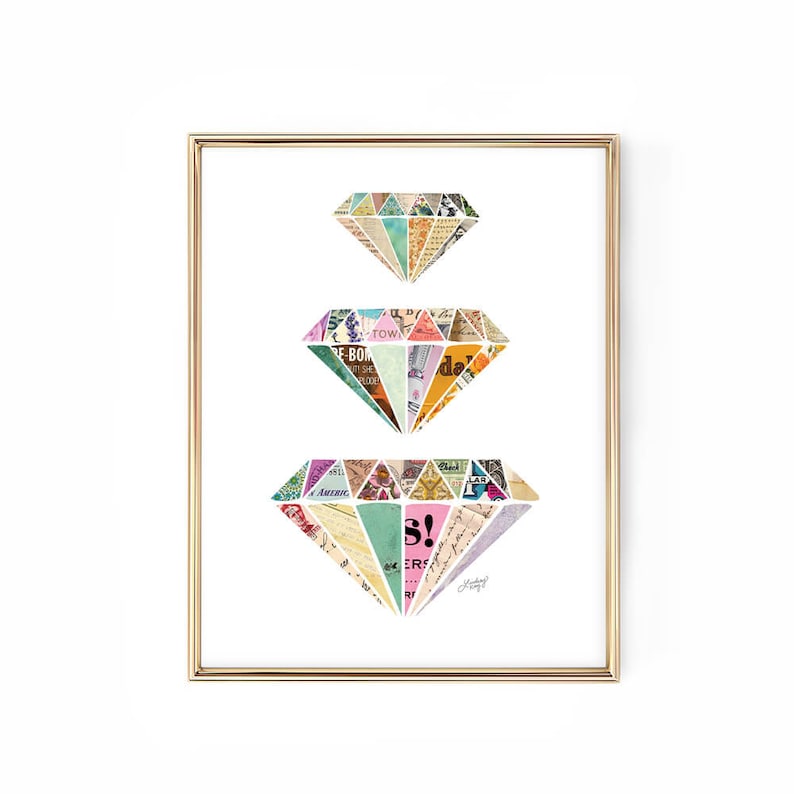 Colorful Diamonds Collage Art Print - Etsy