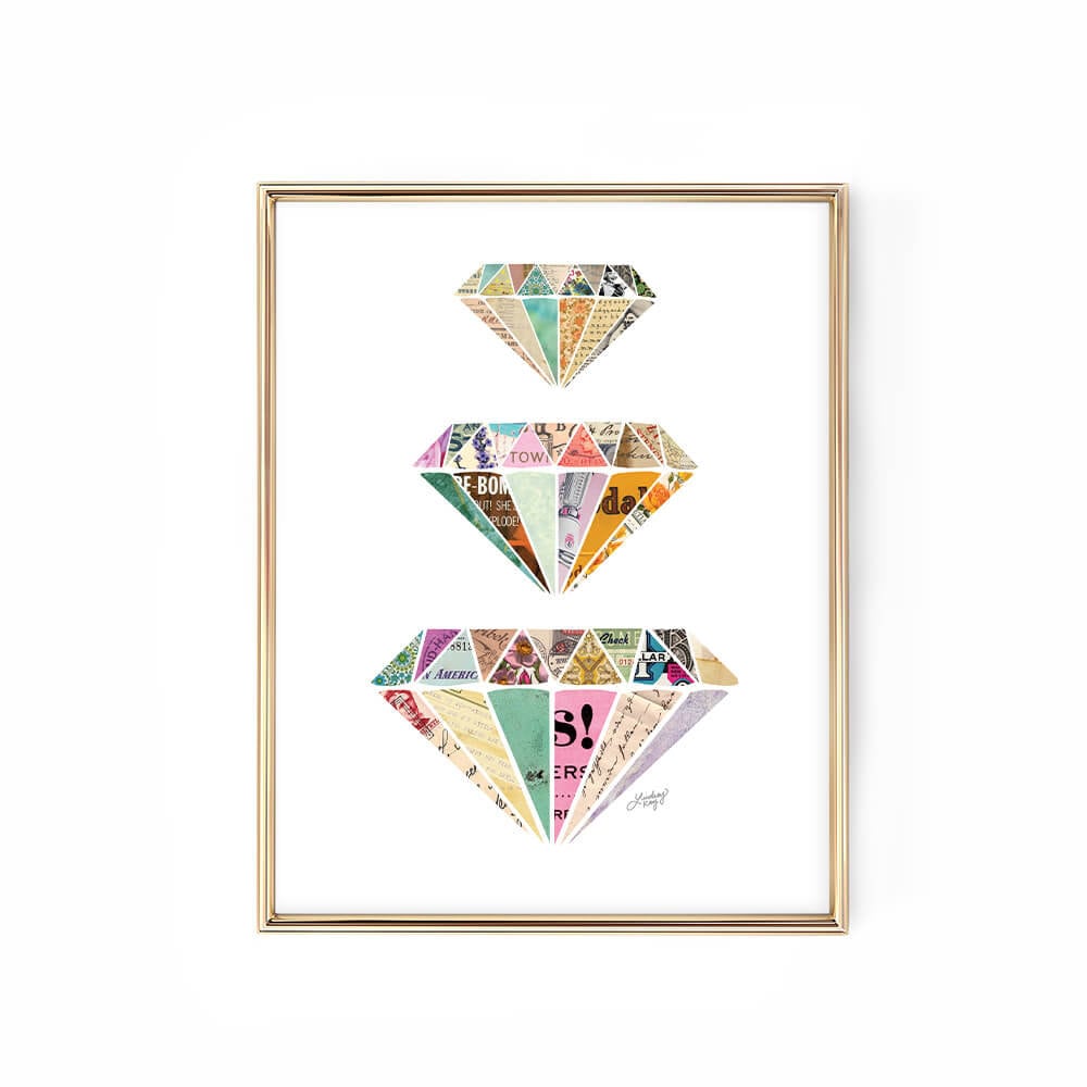 Colorful Diamonds Collage Art Print - Etsy