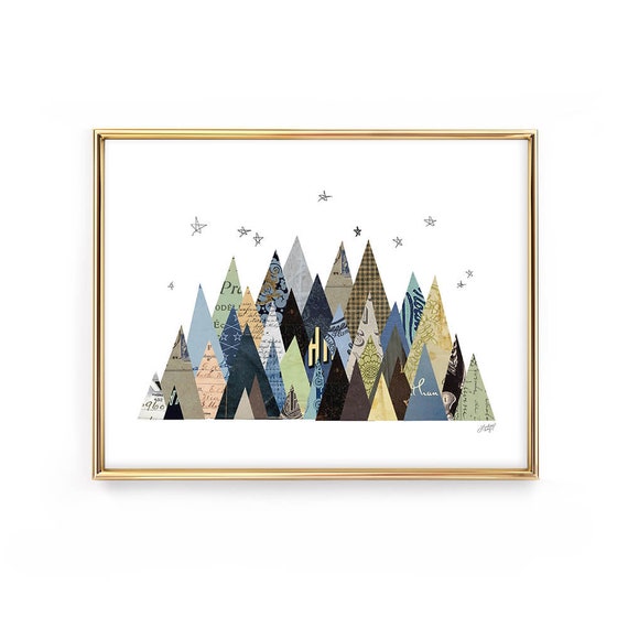 Mountain Collage Illustration Art Print | Etsy