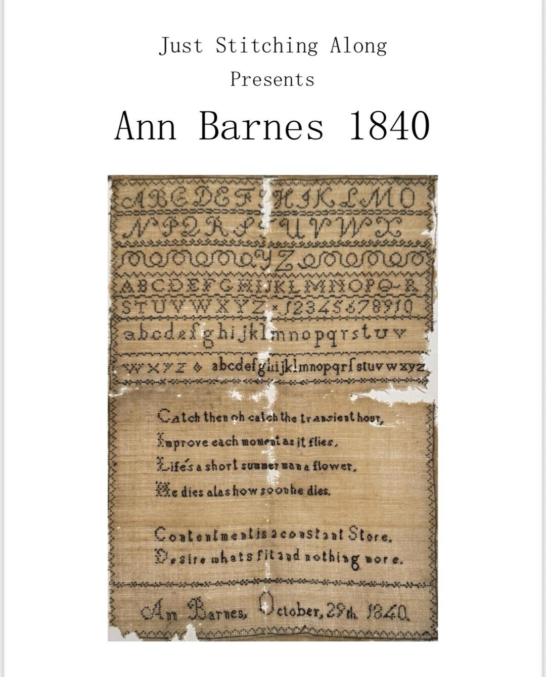 Ann Barnes 1840 Sampler Chart PDF E-pattern - Etsy UK