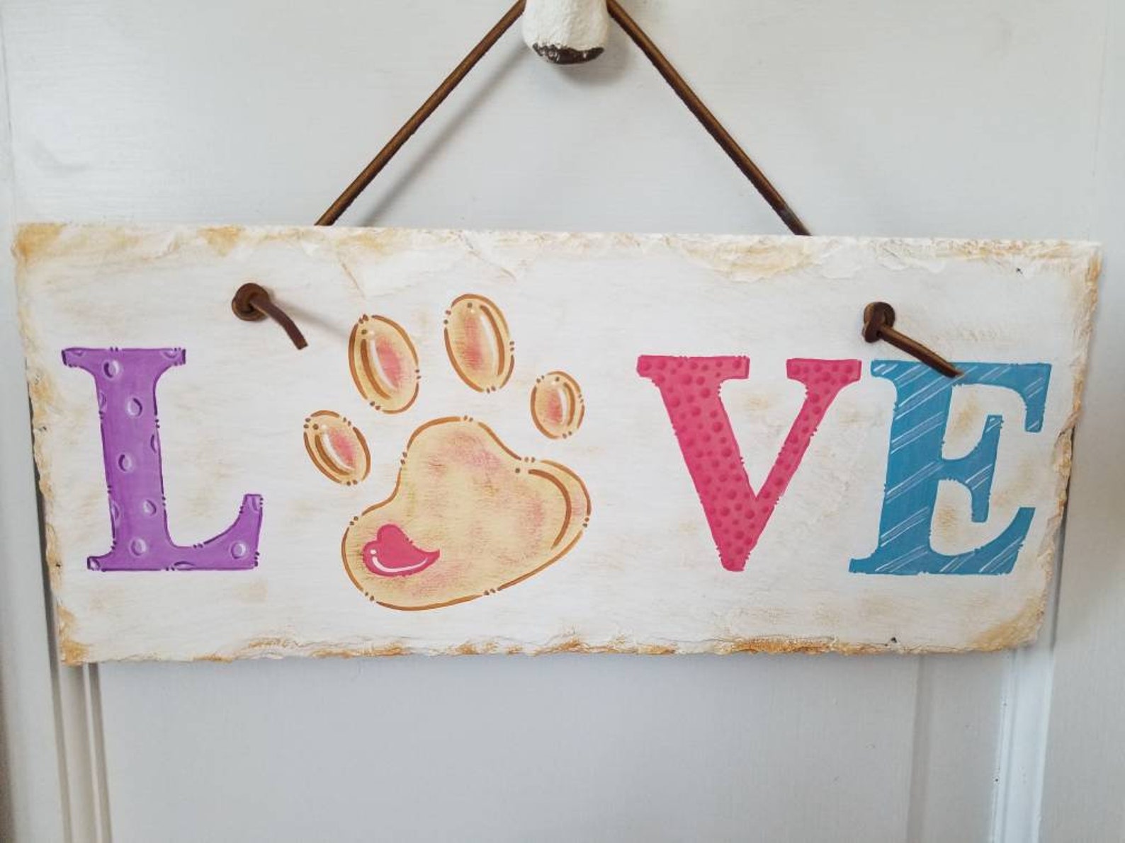 Paw print signdog signpainted slateslate dog signdog | Etsy