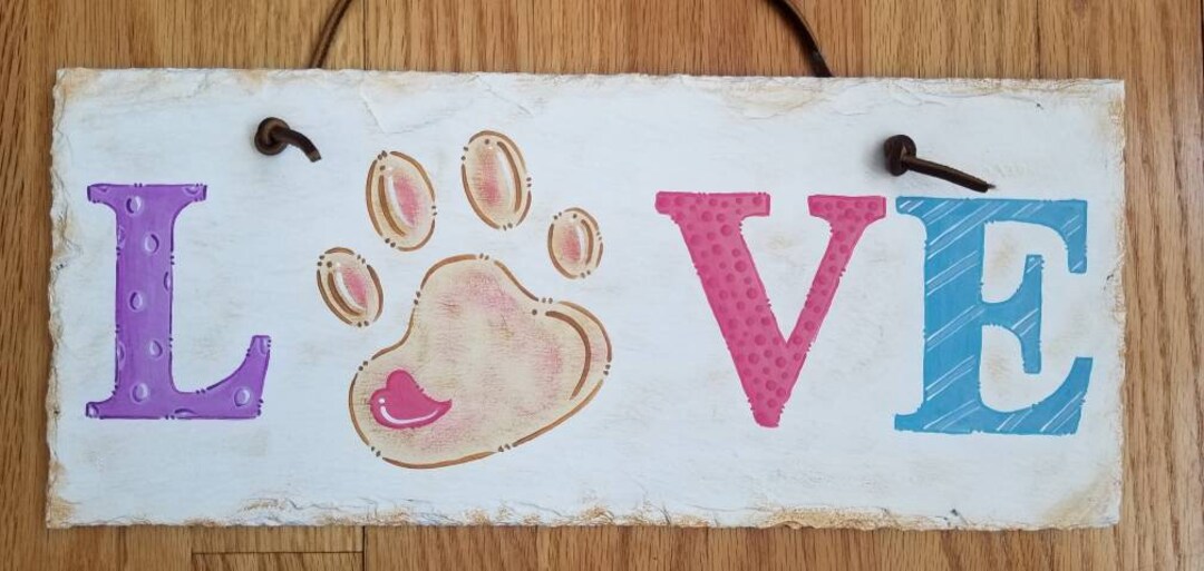 Paw Print Signdog Signpainted Slateslate Dog Signdog - Etsy