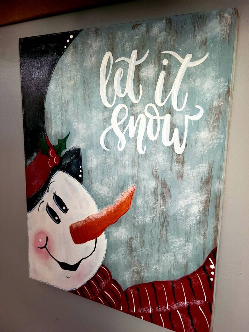 Snowman Welcome Sign,hand Painted Wood,christmas Decor,wood Welcome ...