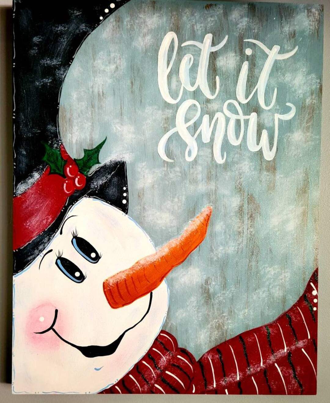 Snowman Welcome Signhand Painted Woodchristmas Decorwood - Etsy
