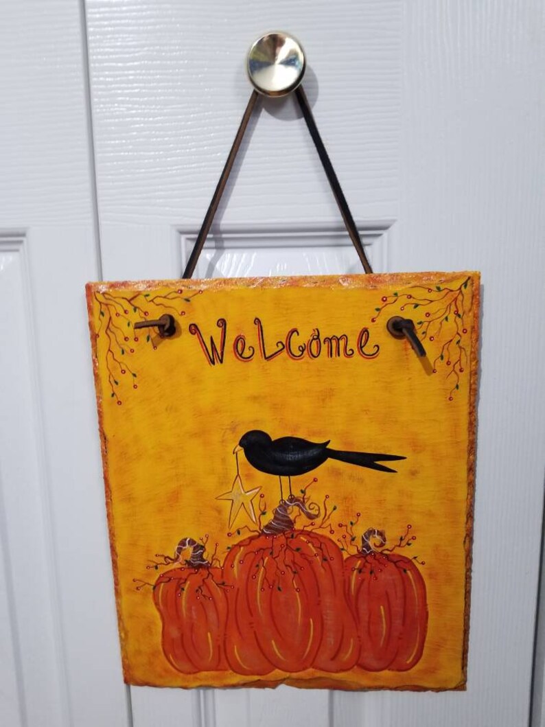 Primitive Harvest Welcome Signharvest Decorslate Welcome - Etsy
