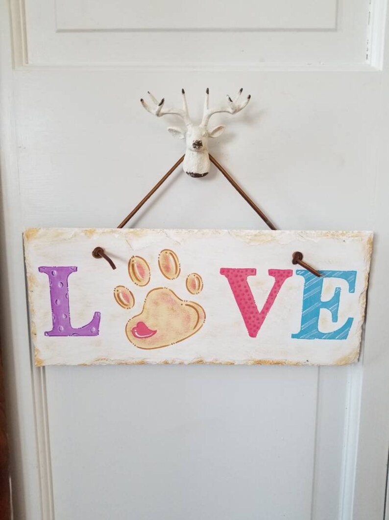 Paw Print Signdog Signpainted Slateslate Dog Signdog - Etsy