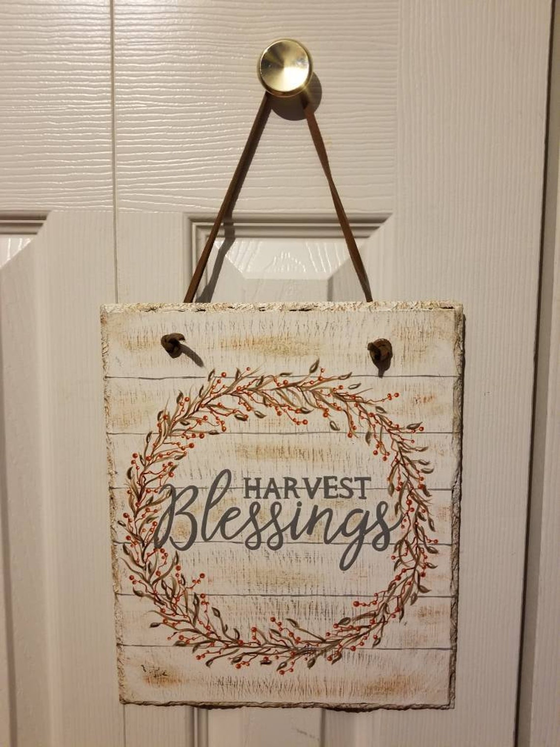 Harvest Blessings Welcome Sign,fall Slate Sign,welcome Sign,handpainted ...