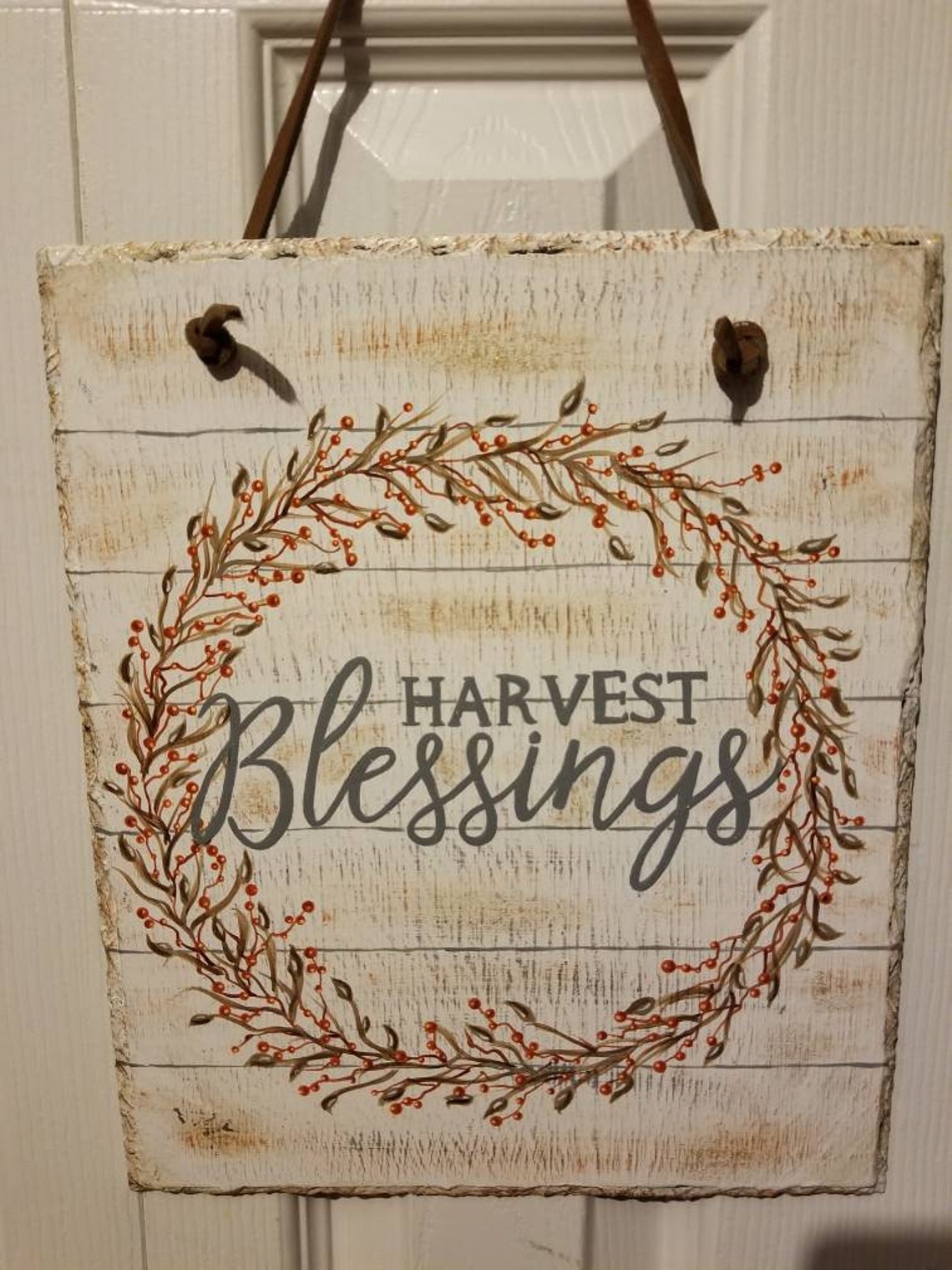 Harvest Blessings Welcome Sign,fall Slate Sign,welcome Sign,handpainted ...