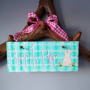 Easter Welcome Sign,hand Painted Slate,hippity Hop Sign,slate Sign ...