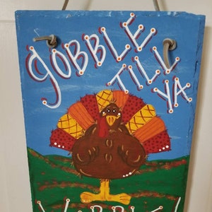 Turkey Welcome Sign,thanksgiving Sign,turkey Decor,painted Slate,door ...