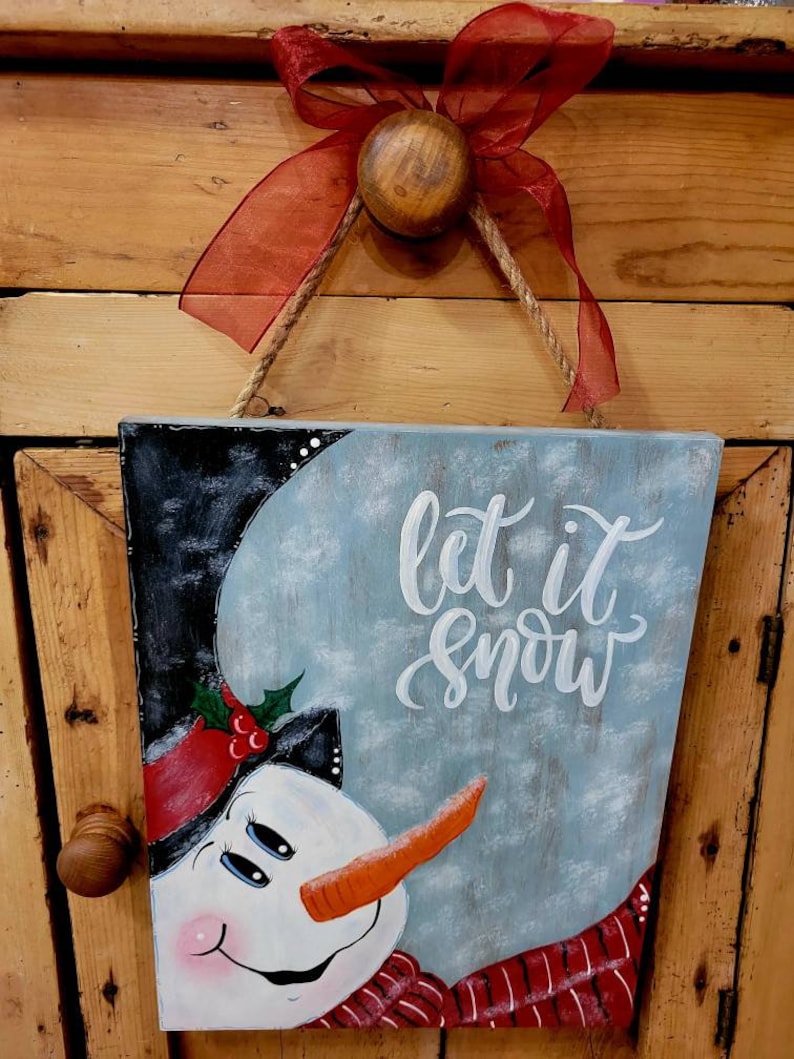 Snowman Welcome Sign,hand Painted Wood,christmas Decor,wood Welcome ...