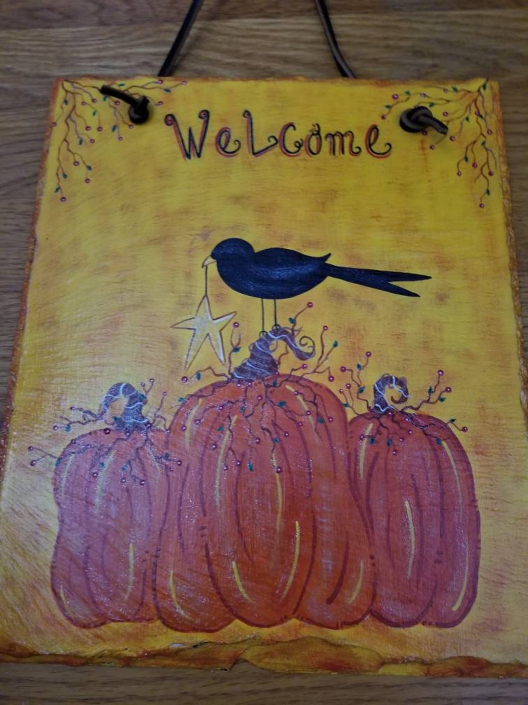 Primitive Harvest Welcome Signharvest Decorslate Welcome - Etsy