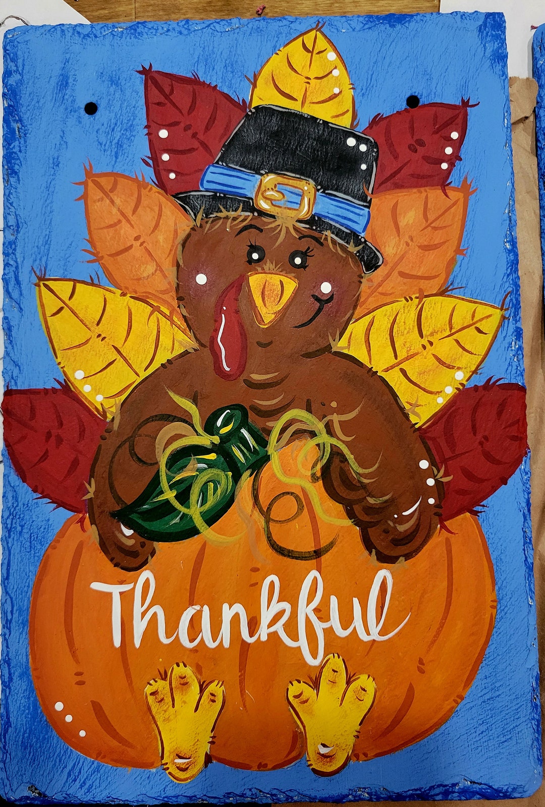 Turkey Welcome Sign,handpainted Slate,thanksgiving Decor,fall Decor ...