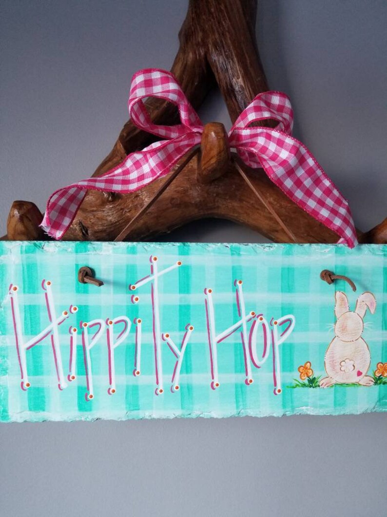 Easter Welcome Sign,hand Painted Slate,hippity Hop Sign,slate Sign ...