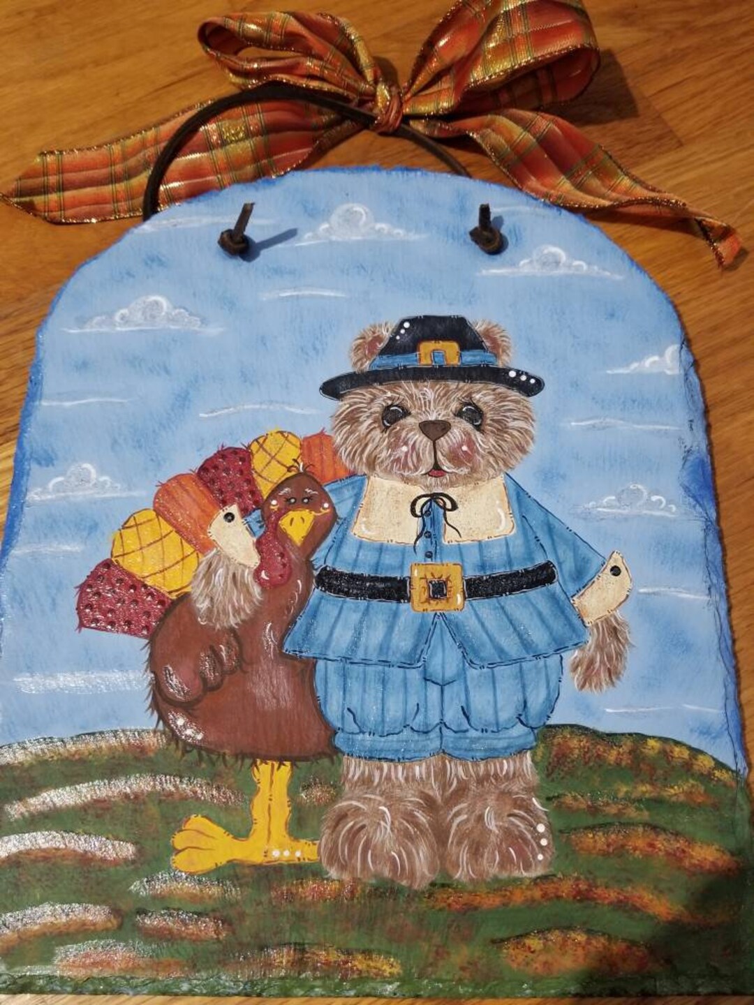 Thanksgiving Welcome Sign,pilgrim Sign,painted Slate,thanksgiving Decor ...