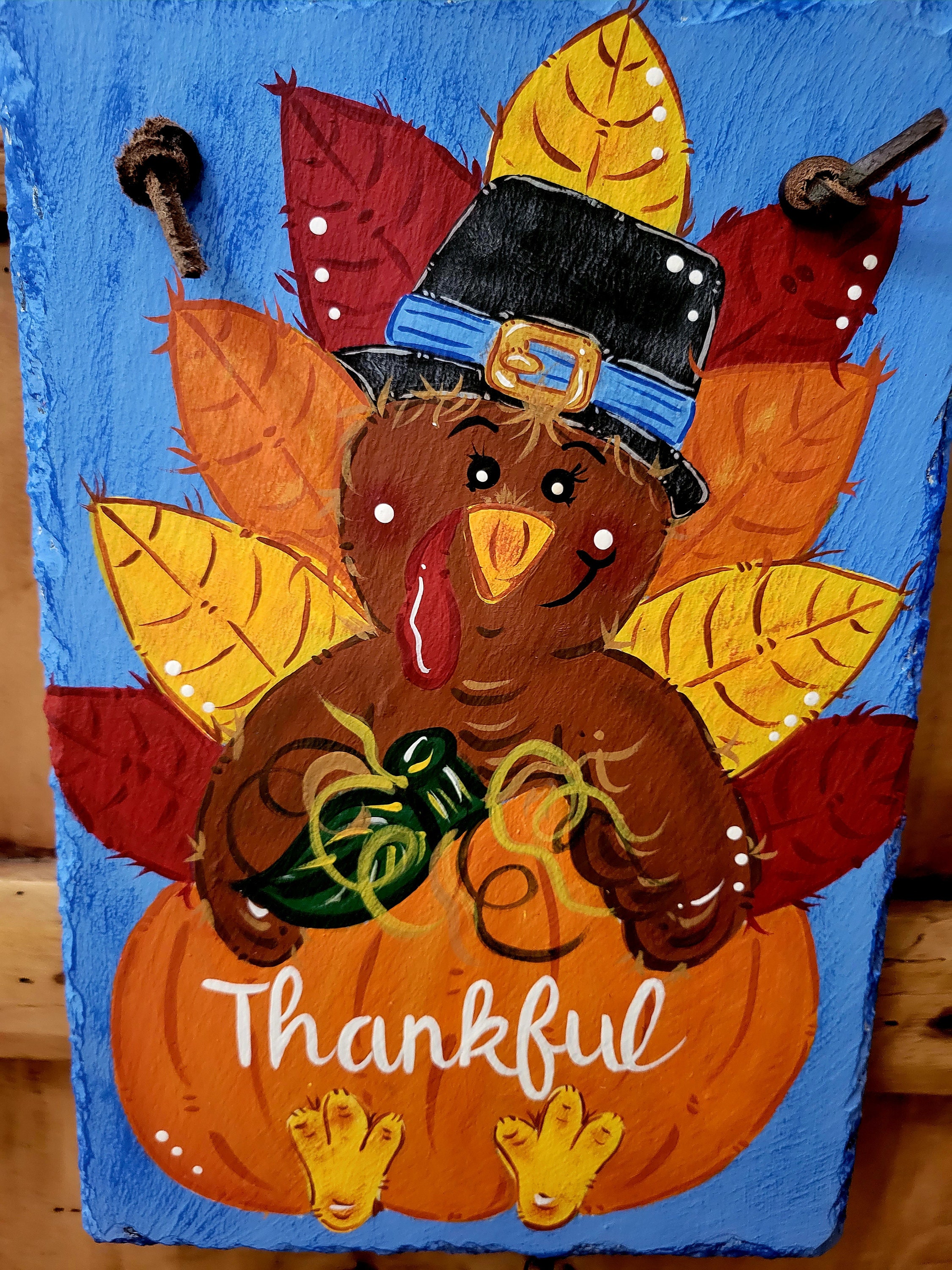 Turkey Welcome Signhandpainted Slatethanksgiving Decorfall - Etsy