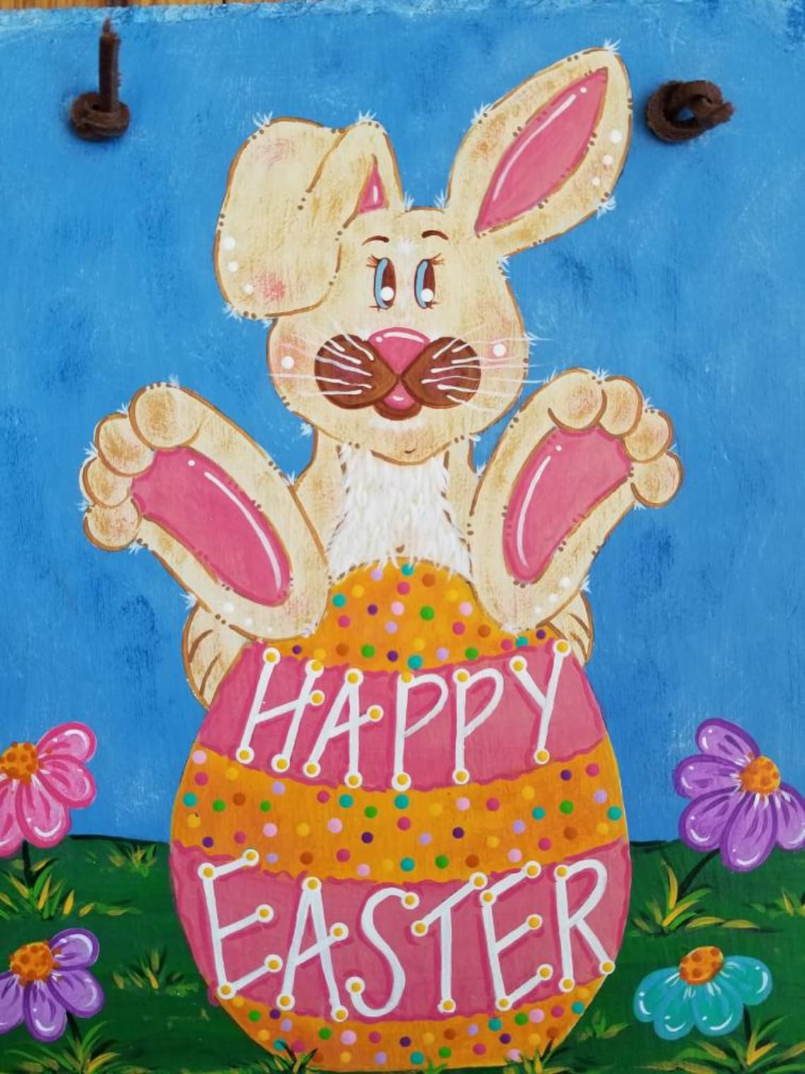 Happy Easter Welcome Sign,hand Painted Slate,easter Decor,bunny Decor ...