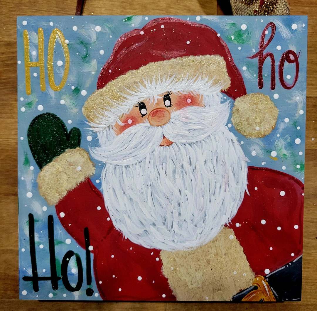 Santa Sign,handpainted Wood,santa Painting,santa Door Hanger,christmas ...