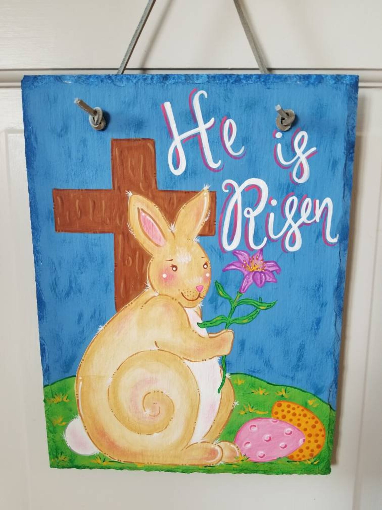 He is Risen Easter Welcome Signhand Painted Slateeaster - Etsy