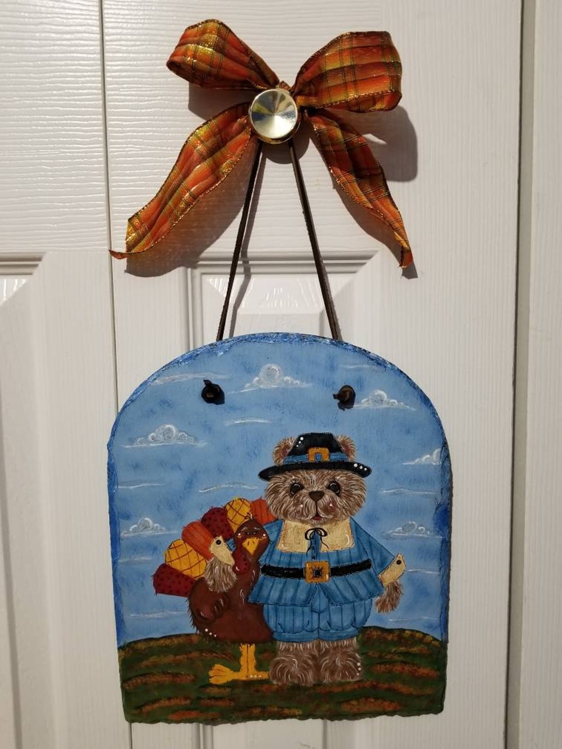 Thanksgiving Welcome Sign,pilgrim Sign,painted Slate,thanksgiving Decor ...