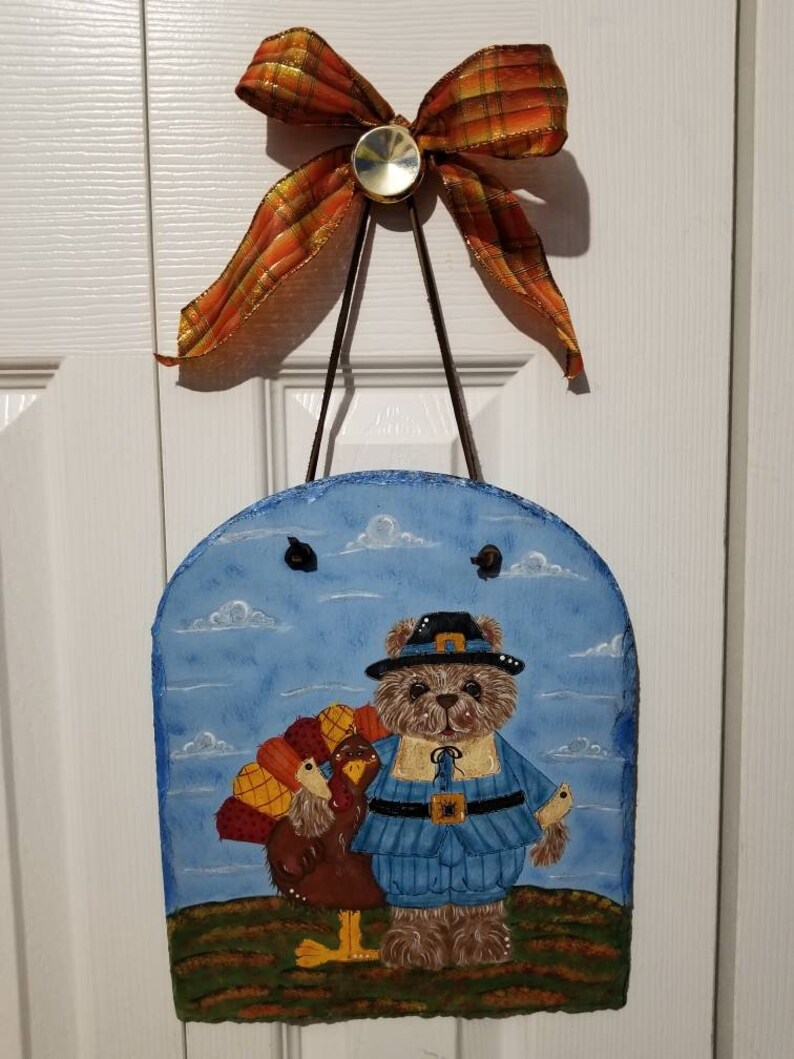 Thanksgiving Welcome Sign,pilgrim Sign,painted Slate,thanksgiving Decor ...