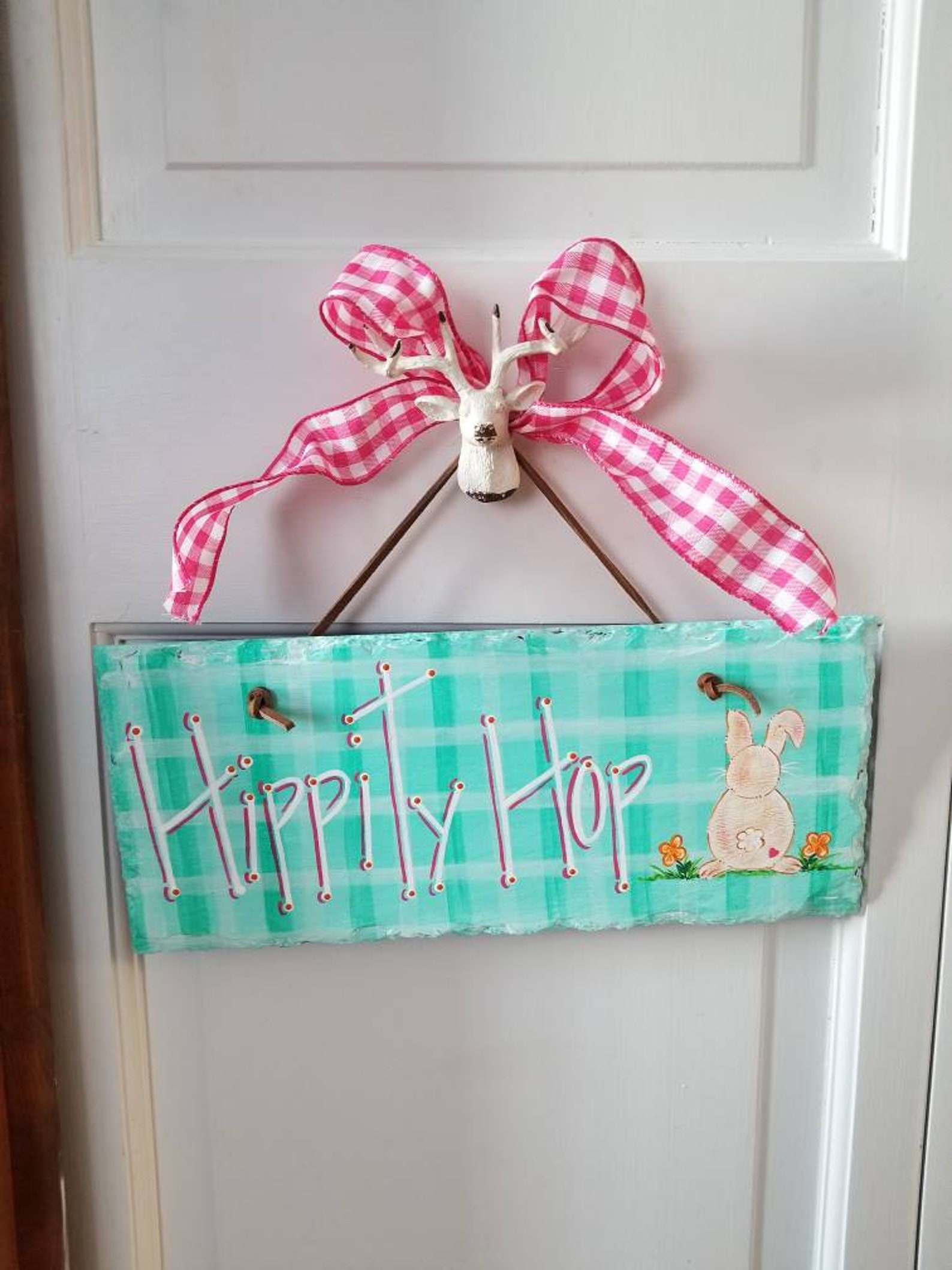 Easter Welcome Sign,hand Painted Slate,hippity Hop Sign,slate Sign ...