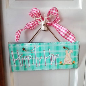 Easter Welcome Sign,hand Painted Slate,hippity Hop Sign,slate Sign ...