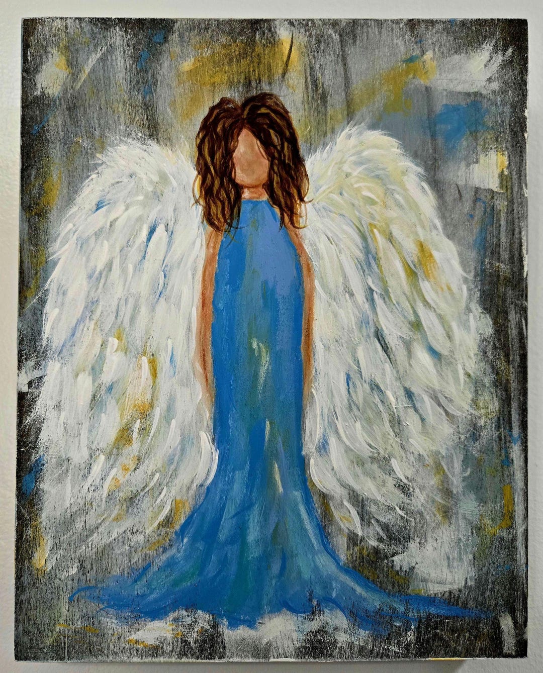 Sparkle Angel Painting: Hand-painted Acrylic on Wood (8x10) - Etsy