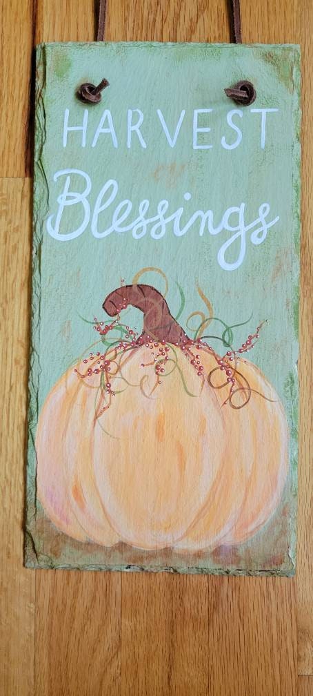 Harvest Blessings Signhandpainted Slate Fall Signpainted - Etsy