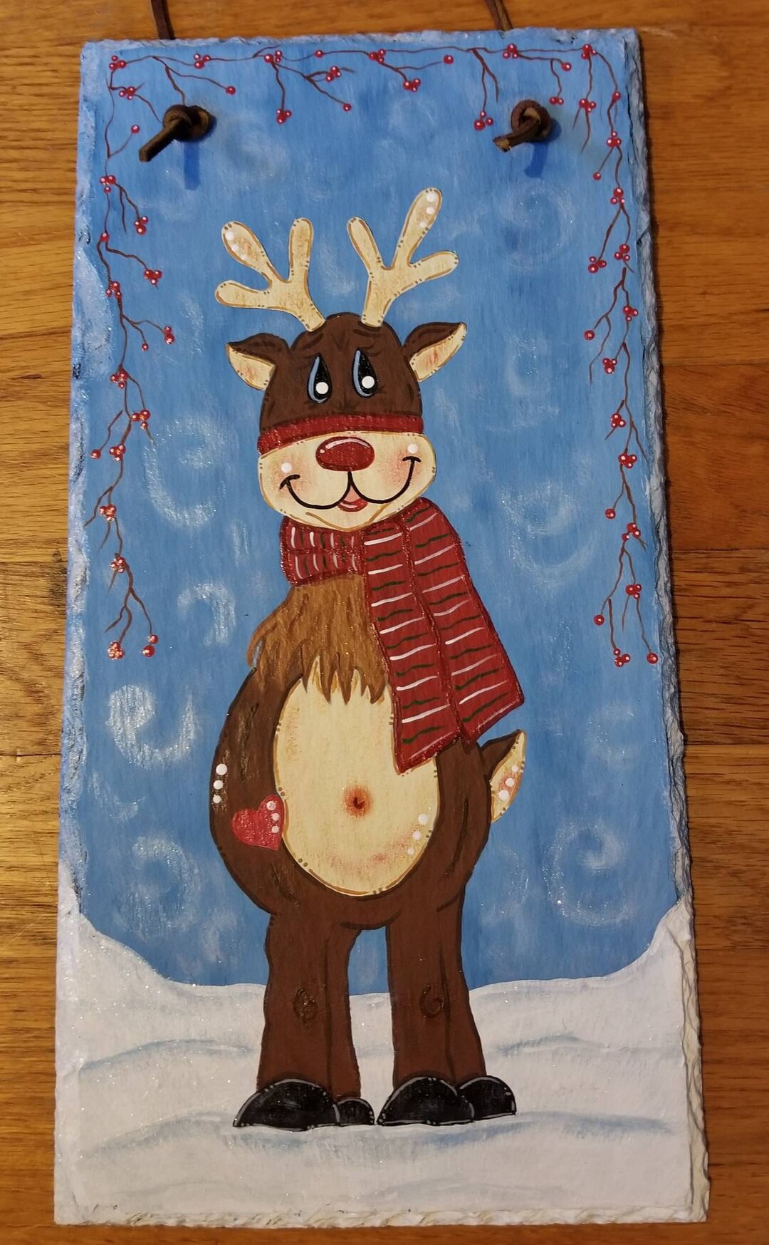 Reindeer Welcome Sign,painted Slate,christmas Decor,slate Welcome Sign ...