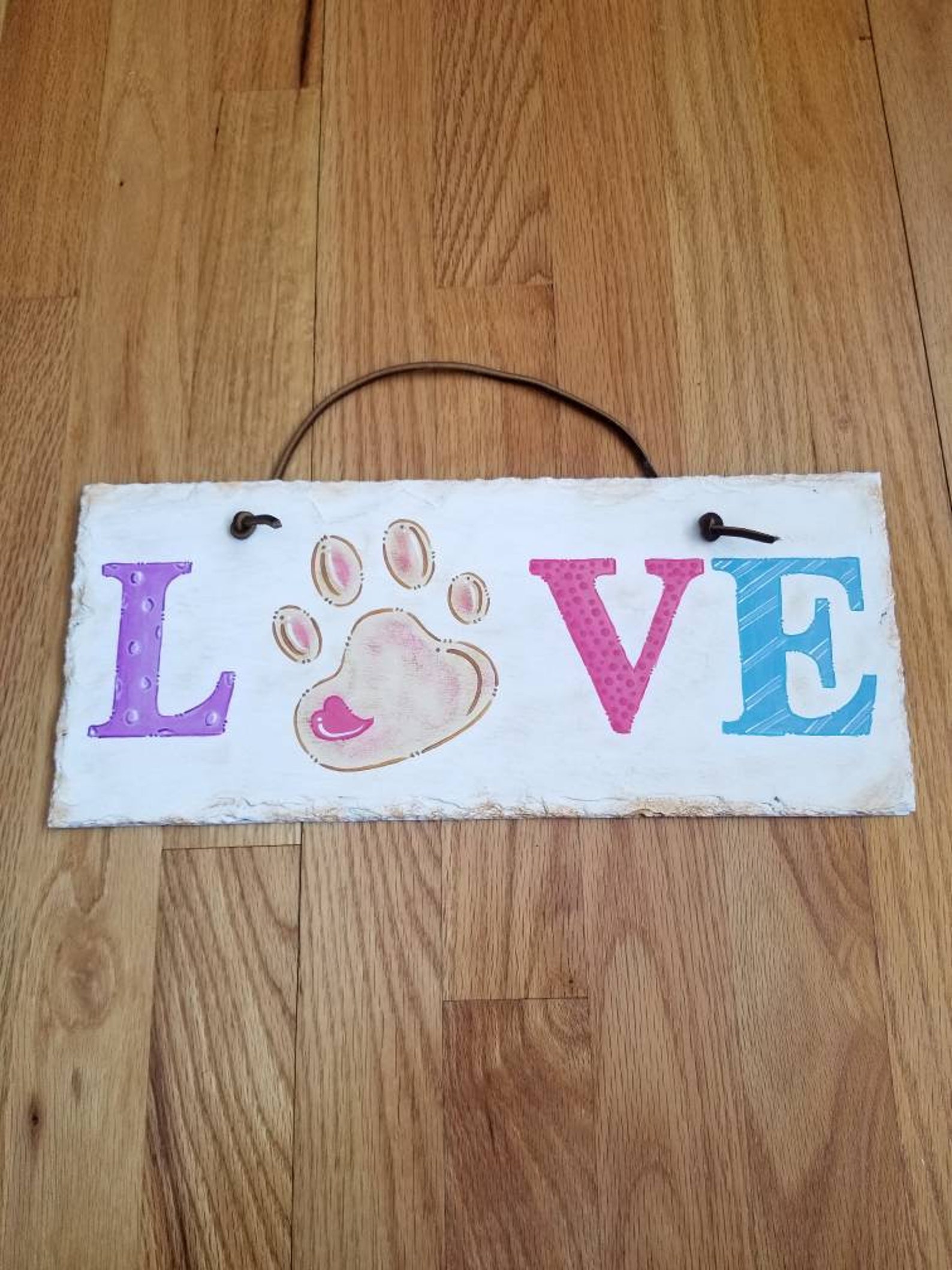 Paw print signdog signpainted slateslate dog signdog | Etsy