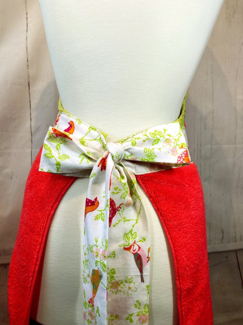 Bird Themed Baby Bathing Apron, Coral and Lime Green. Perfect Baby ...