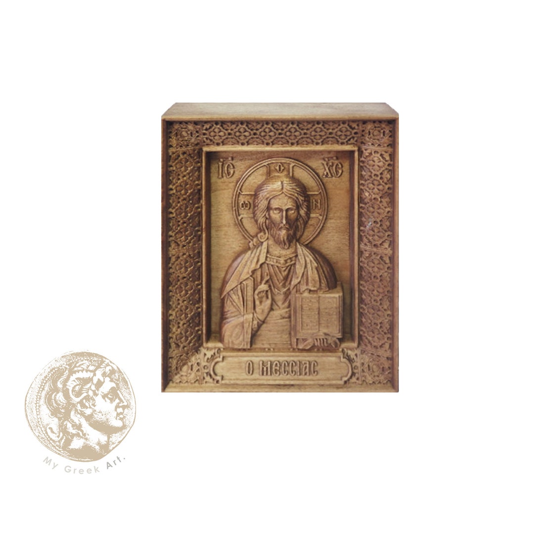 Wooden Carved Icon of Jesus the Messiah, Greek Orthodox, Handmade - Etsy
