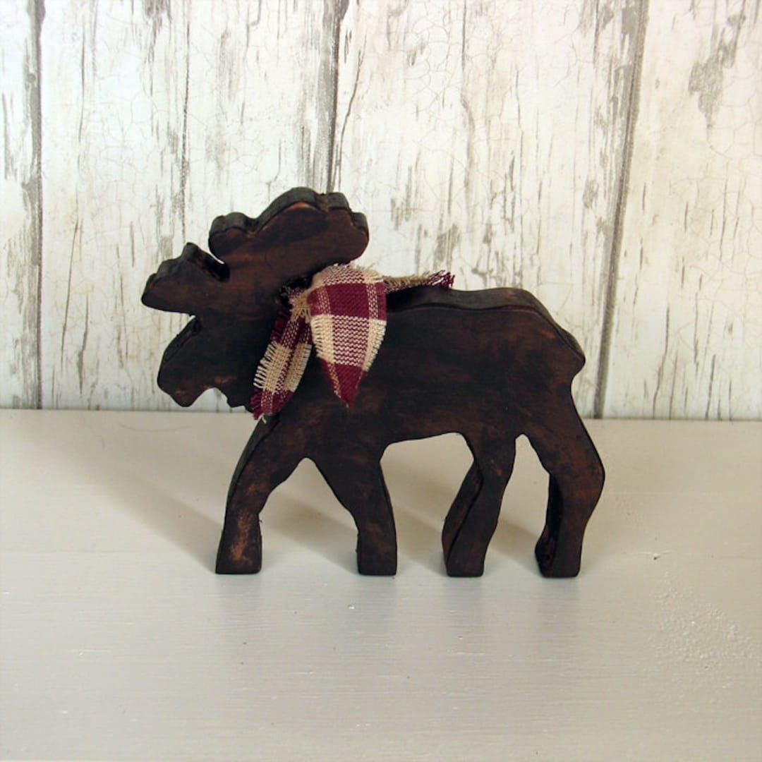 Rustic Wood Small Moose - Brown Primitive Lodge Moose - Etsy