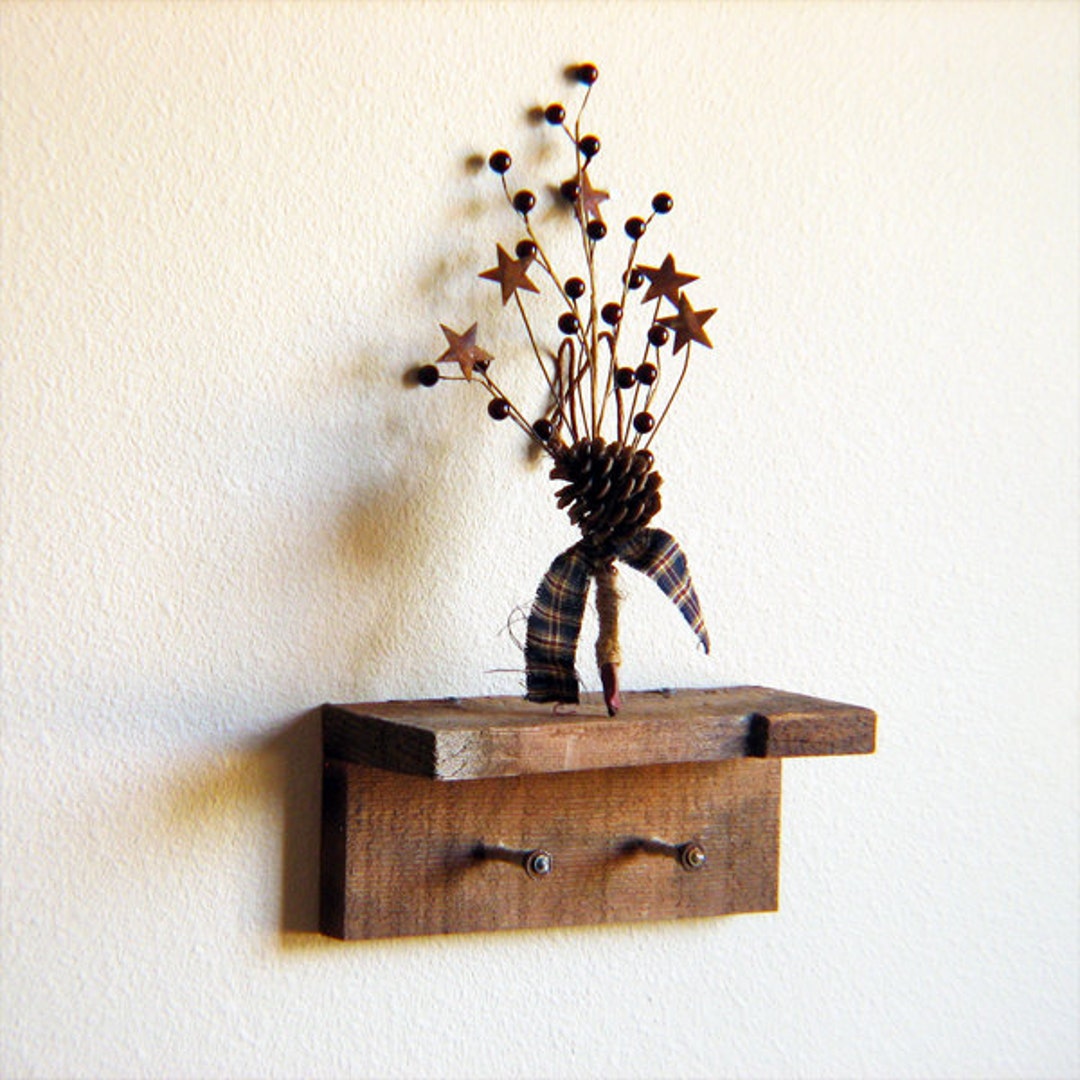 Rustic Key Rack - Key Hanger With 2 Hooks, Reclaimed Wall Hooks, 9" X 4 ...