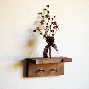 Rustic Key Rack - Key Hanger With 2 Hooks, Reclaimed Wall Hooks, 9" X 4 ...