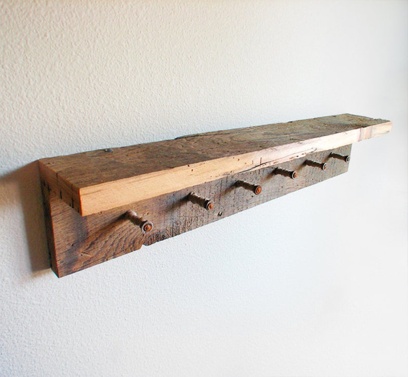 Rustic Key Hooks With 6 Pegs Reclaimed Wall Hooks 24 X - Etsy